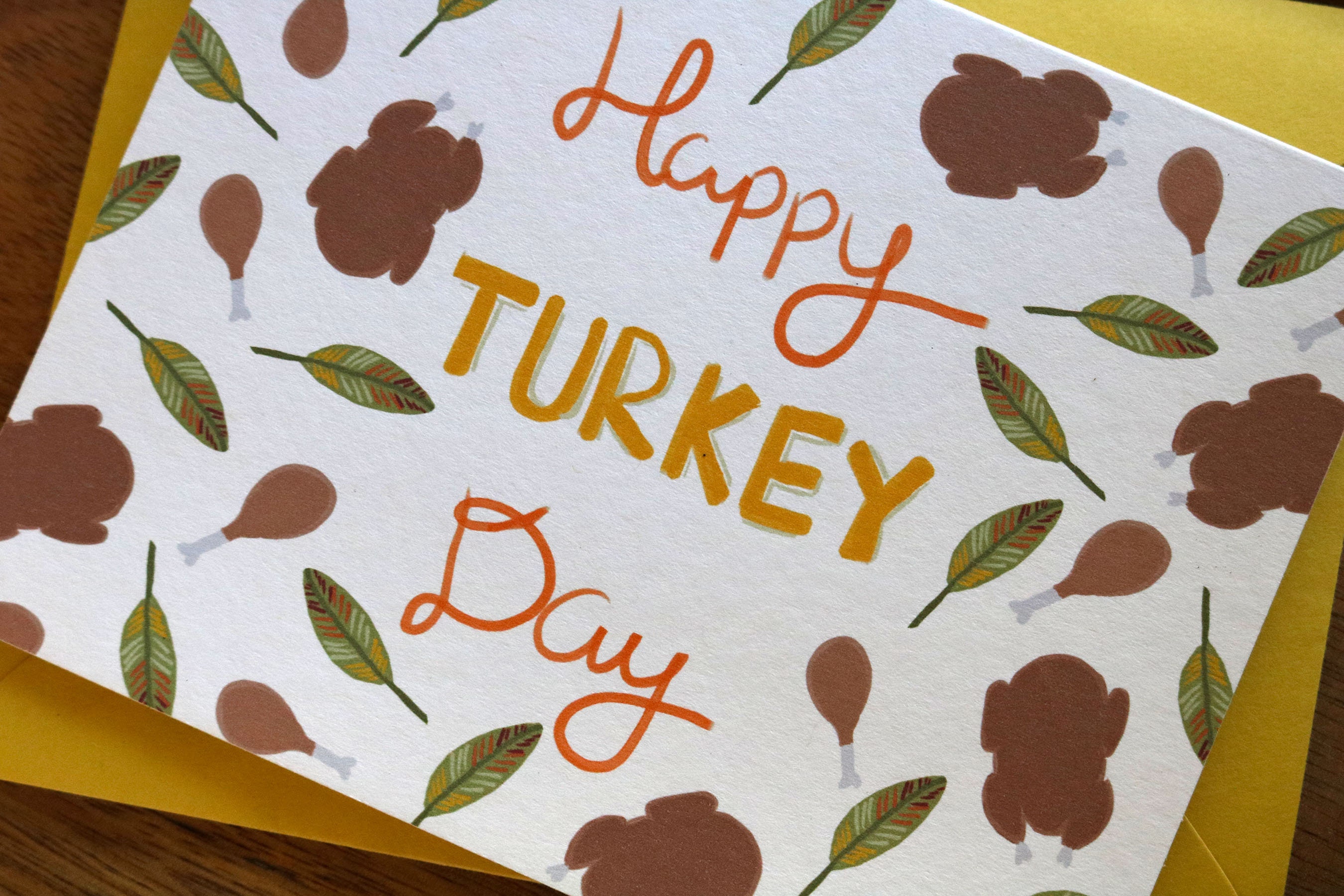 Happy Turkey Day Thanksgiving Card Holiday Card, Stationery, Blank Card ...