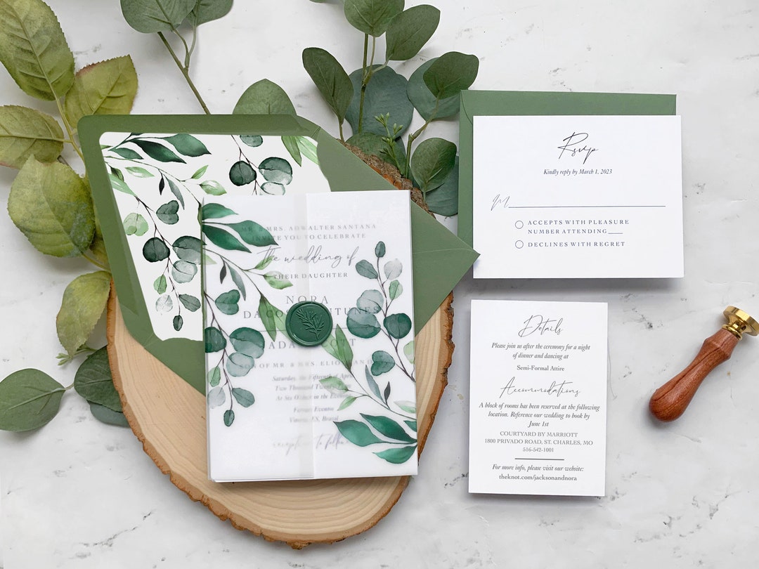 Eucalyptus Wedding Invitation Suite, Watercolor Greenery Wedding ...