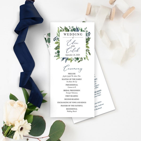 Greenery Wedding Program - Etsy