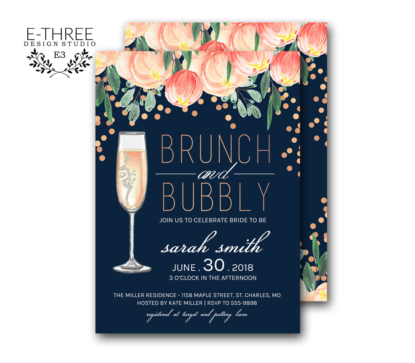 Brunch And Bubbly Bridal Shower Invitations