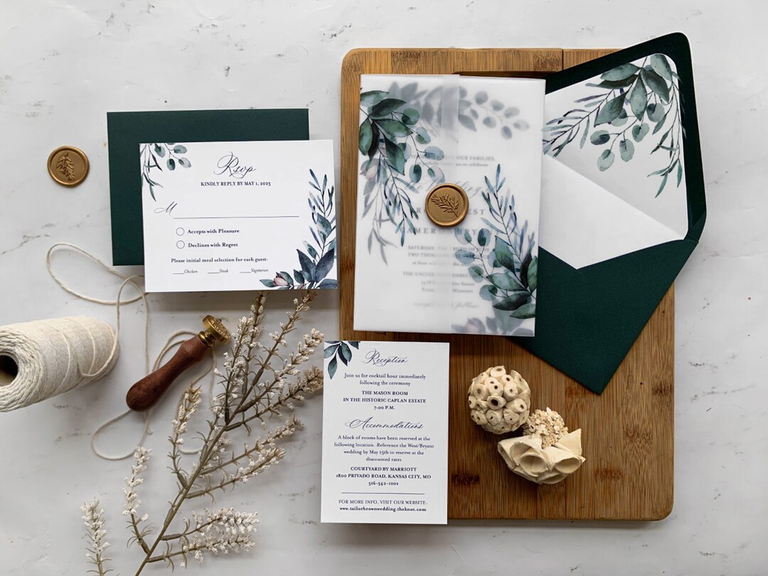 Watercolor Greenery Wedding Invitation Suite, Botanical Greenery ...