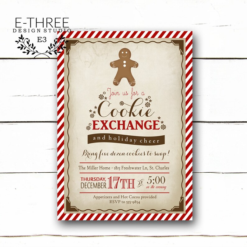 Christmas Cookie Exchange Party Kit - Printable Gingerbread Man Cookie ...