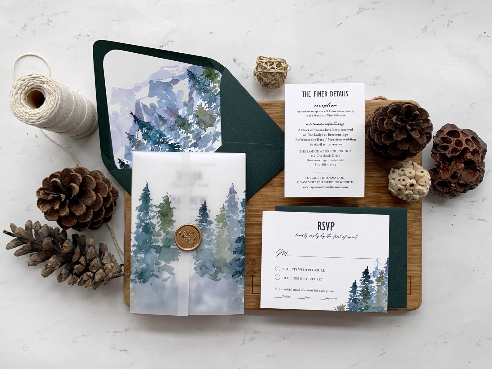 Mountain Wedding Invitation Suite, Forest Wedding Invitations With ...