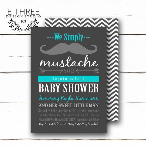 Chevron And Mustache Themed Boy Shower Oh Boy Mustache Baby Shower
