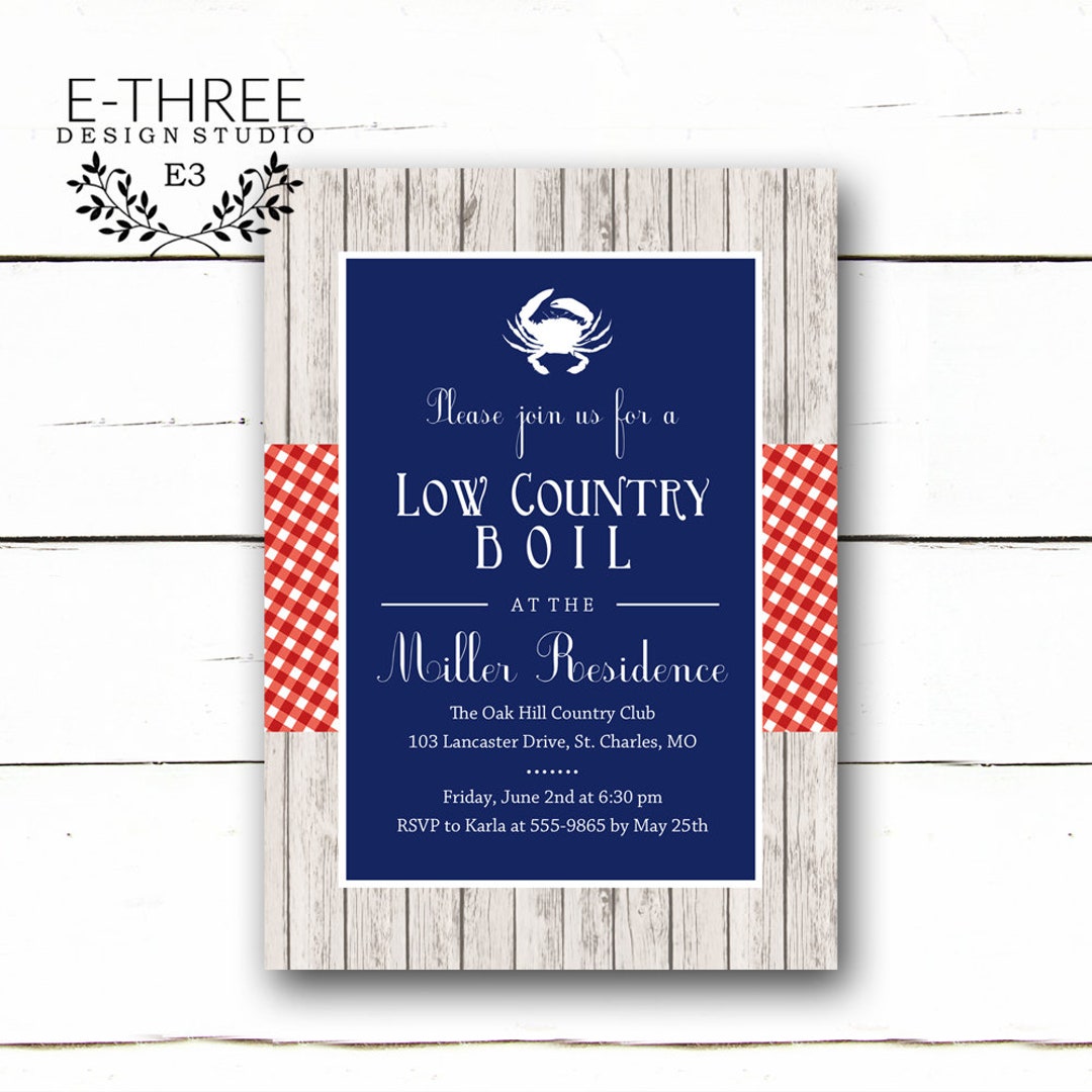 Seafood Boil Invitation - Low Country Boil Party Invite - Rehearsal ...