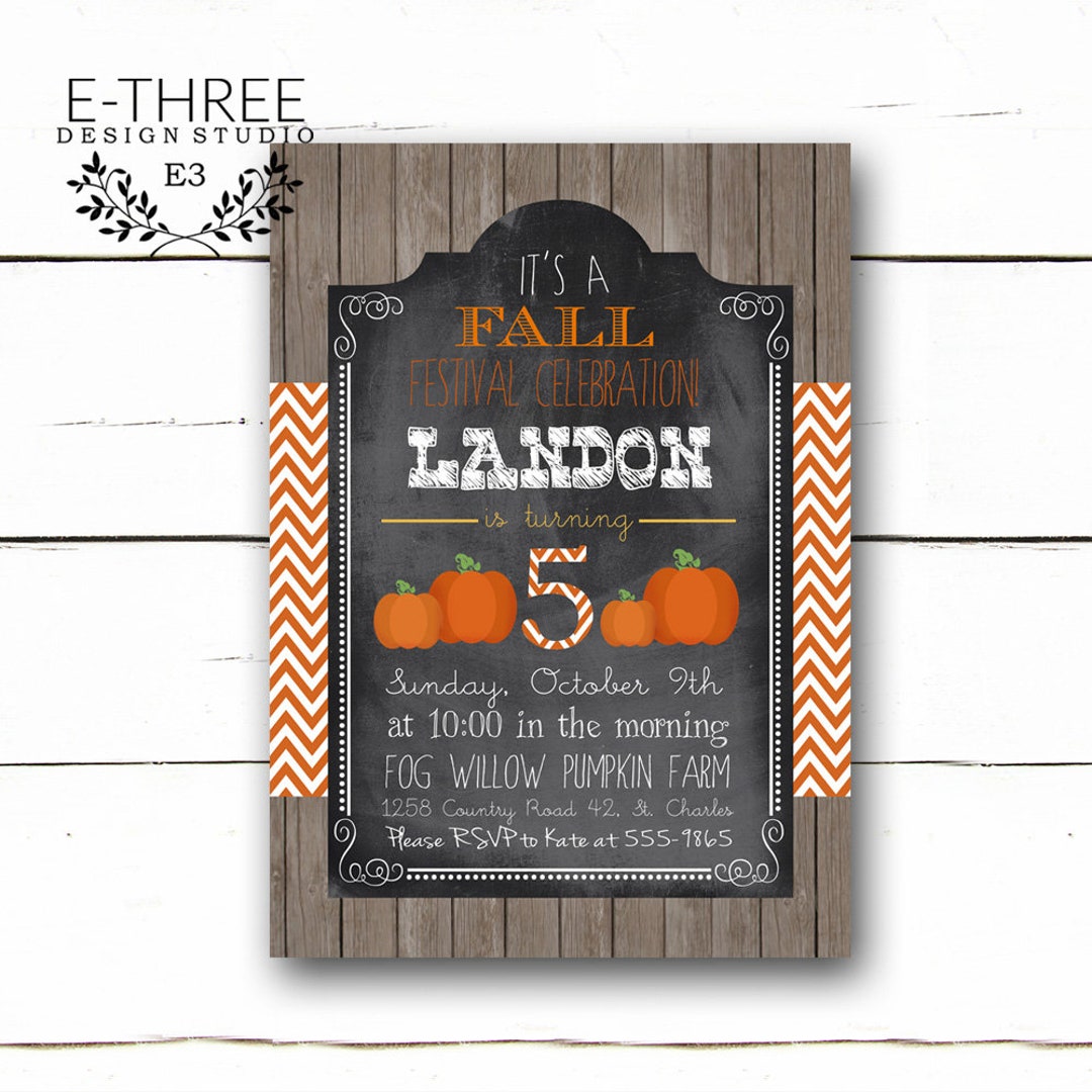 Fall Birthday Party Invitation - Kid's Fall Festival Invite ...