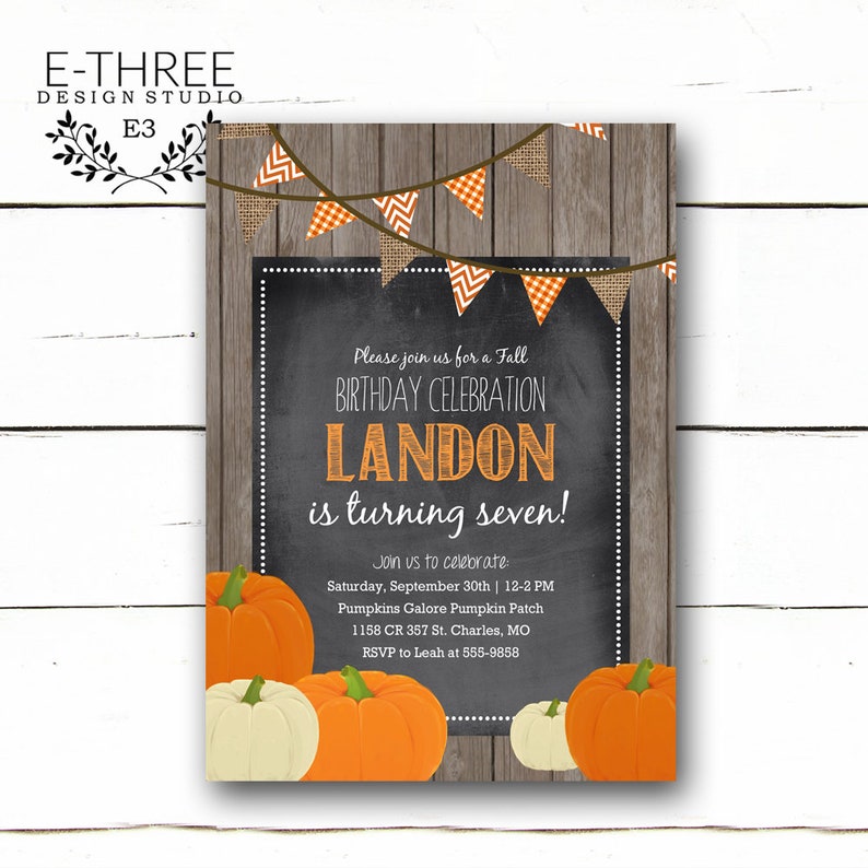 Fall Birthday Party Invitation Pumpkin Patch Birthday Party - Etsy