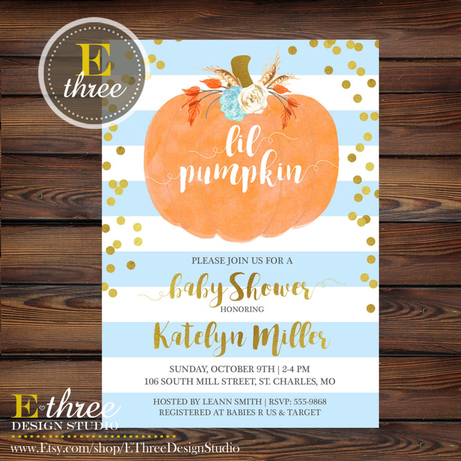 Pumpkin Baby Shower Invitation Boy Baby Shower Invitations - Etsy
