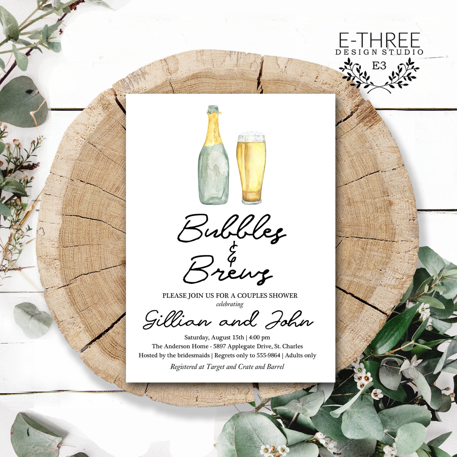 Bubbles and Brews Couples Wedding Shower Invitation Adult - Etsy