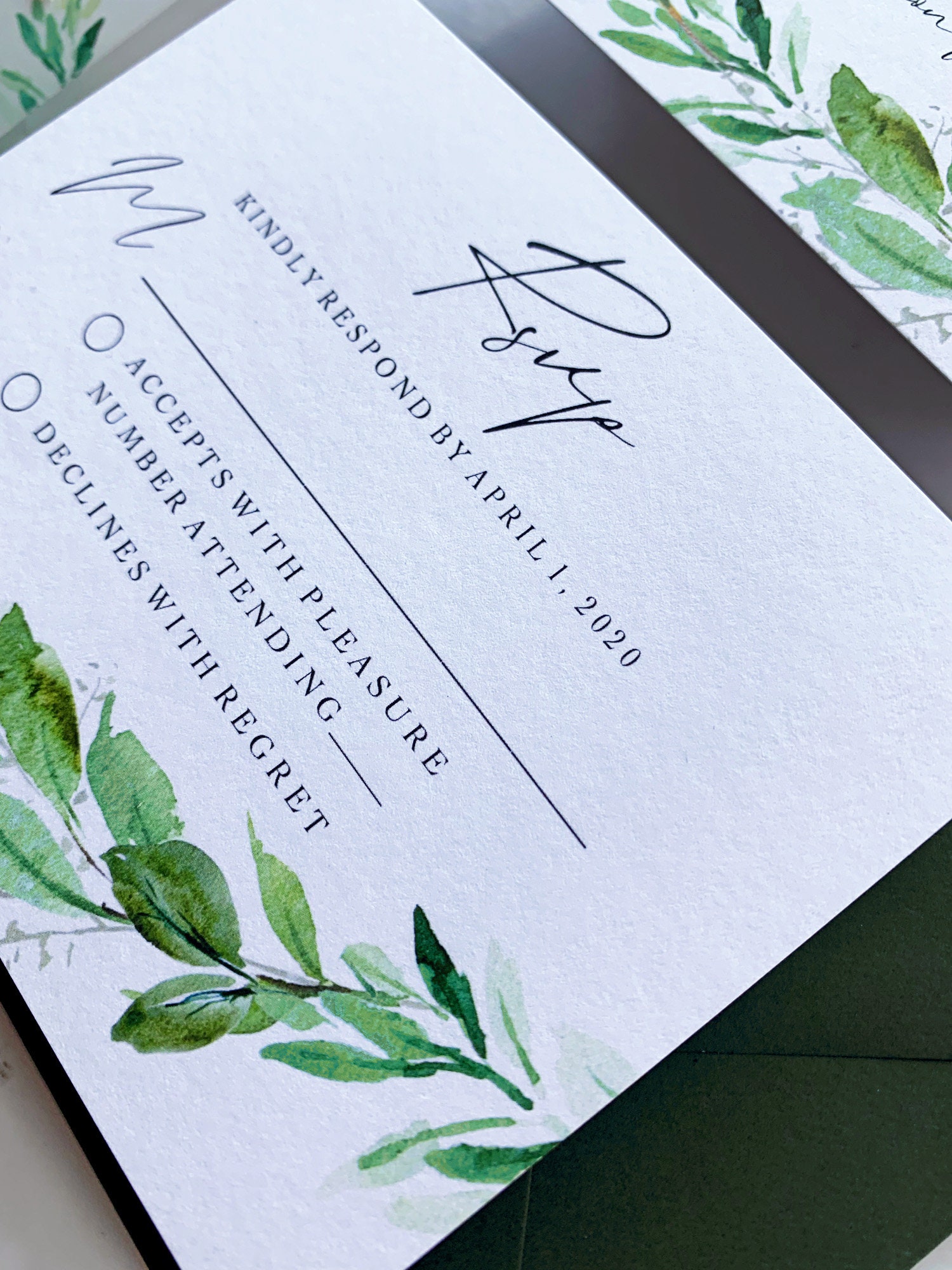 Greenery Wedding Invitation Suite Watercolor Greenery Wedding - Etsy