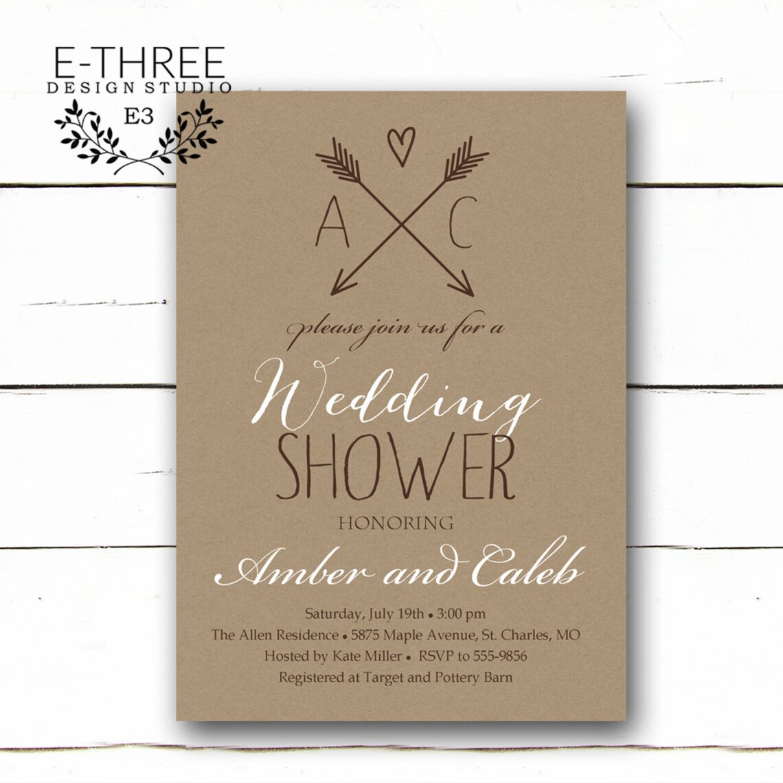Couples Wedding Shower Invitation Rustic Shower Invitations | Etsy
