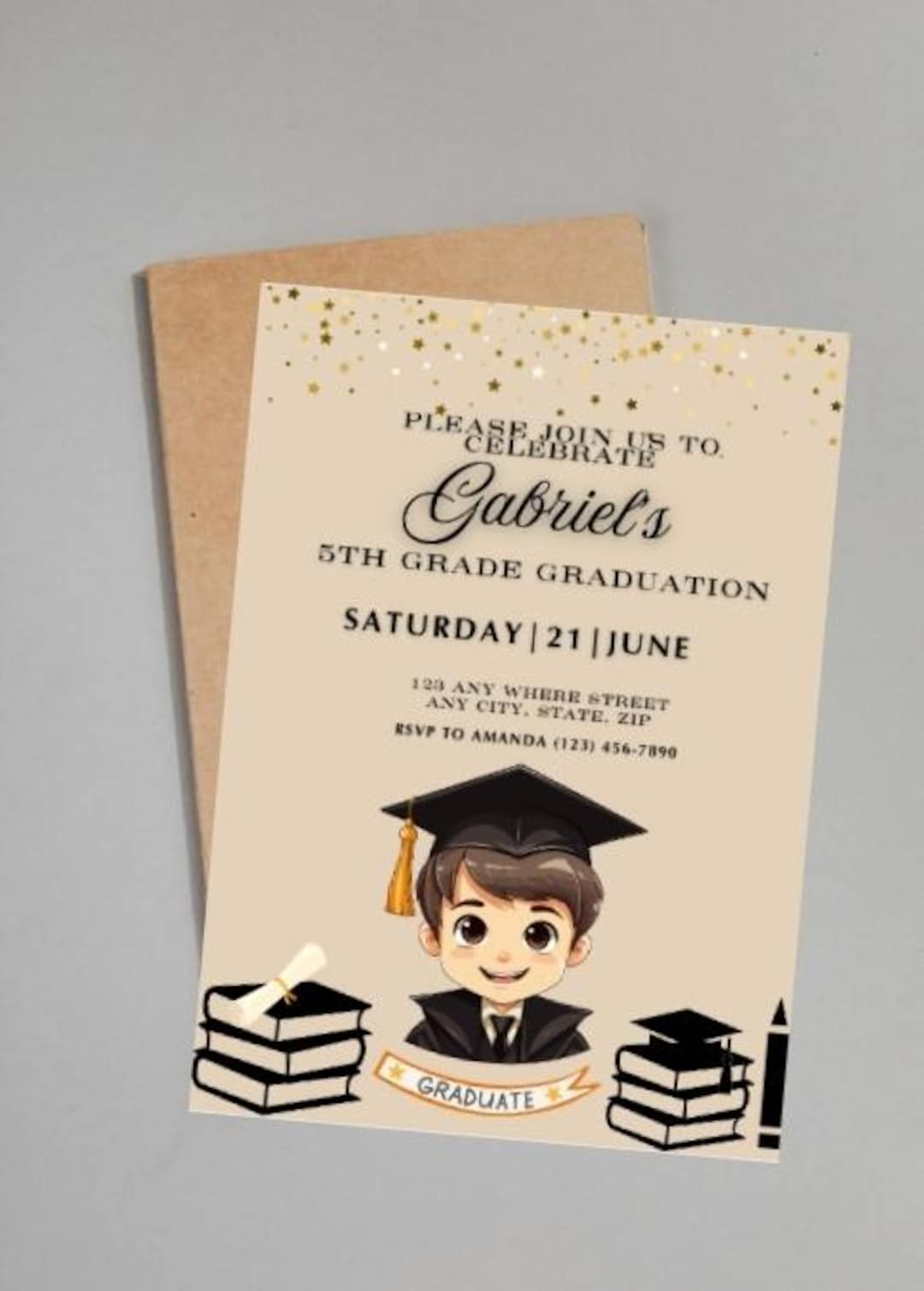 5th Grade Graduation Digital Invitation Card - Etsy