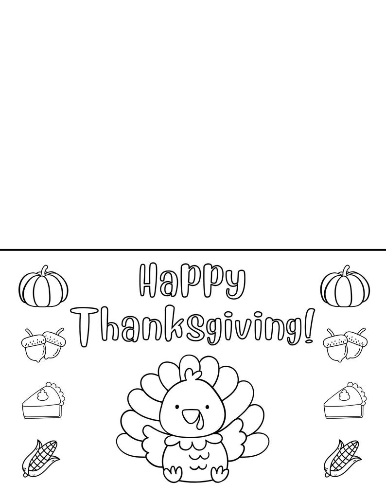 Thanksgiving Coloring Cards | 8 Printable Cards for Kids - Etsy