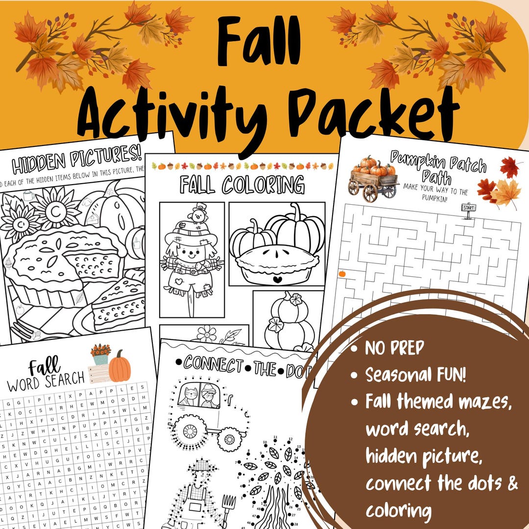 Fall Activity Packet | Word Search, Mazes, Coloring Pages, Hidden ...