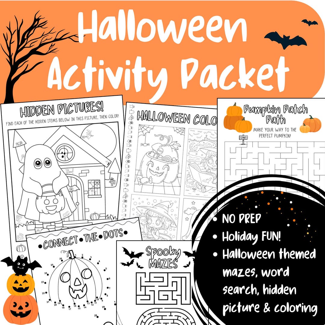 Halloween Activity Packet | Word Search, Mazes, Coloring Pages, Connect ...