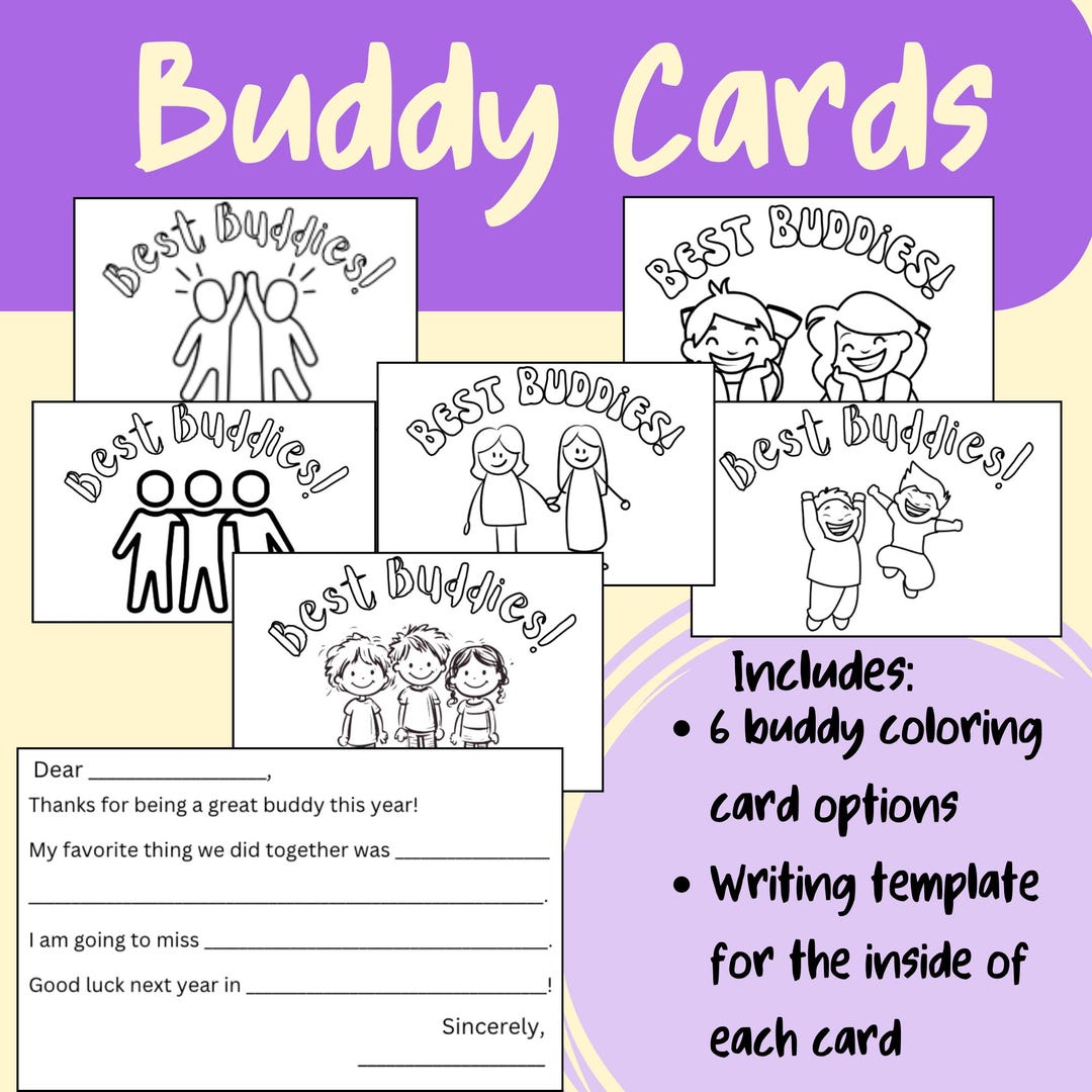 Buddy Thank You Cards & Writing Template- End-of-year Activity ...