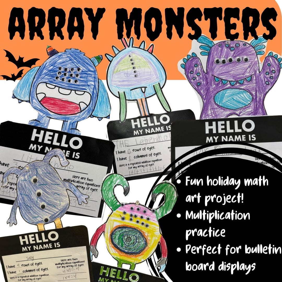 Monster Array Math Activity | Multiplication & Repeated Addition ...