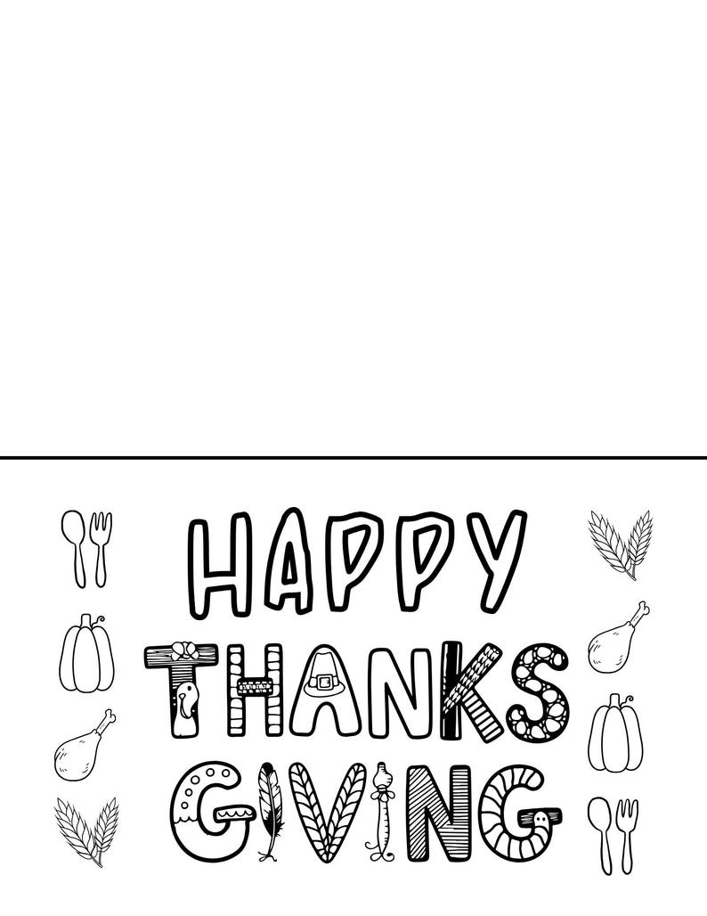 Thanksgiving Coloring Cards | 8 Printable Cards for Kids - Etsy