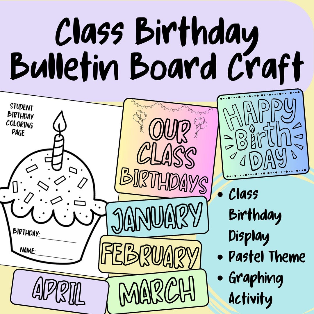 Class Birthday Bulletin Board | Cupcake Craft | Graphing Activity ...
