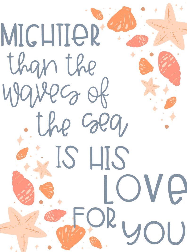 Mightier Than the Waves” Bible Verse PNG | Christian Coastal Graphic ...