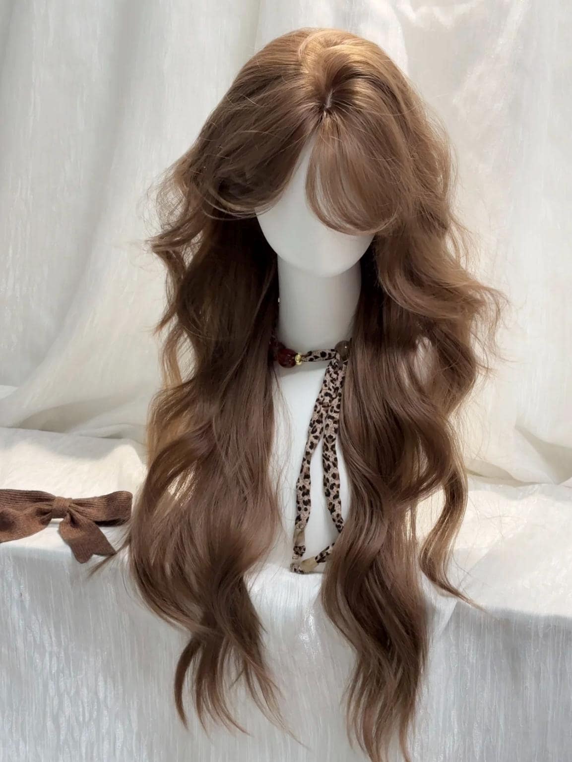 Caramel Warm Brown Center Part Long Wavy Wig - Etsy