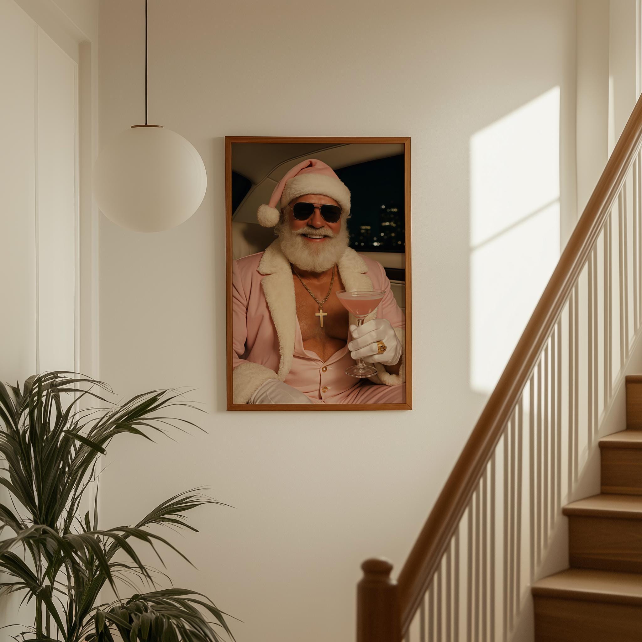 Retro Santa Cocktail Poster | Trendy Christmas Wall Art | Holiday ...