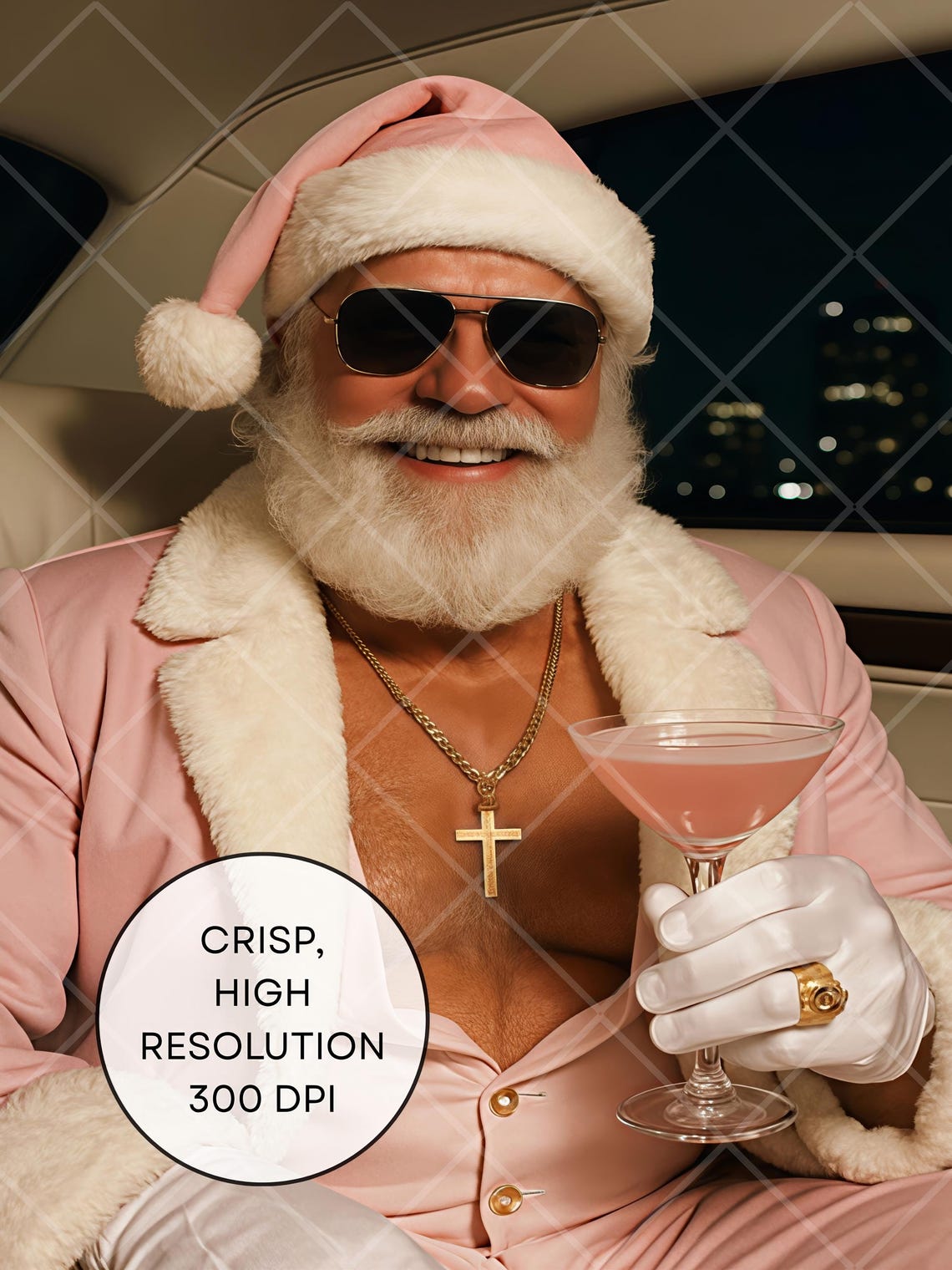 Retro Santa Cocktail Poster | Trendy Christmas Wall Art | Holiday ...