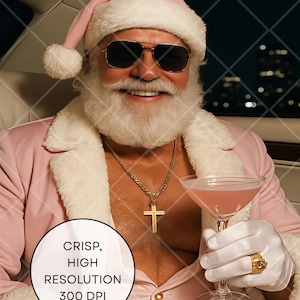 Retro Santa Cocktail Poster | Trendy Christmas Wall Art | Holiday ...
