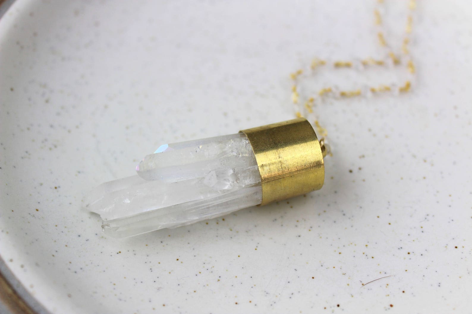 Crystal Quartz Cluster Pendant Handmade Gold Necklace Gold - Etsy