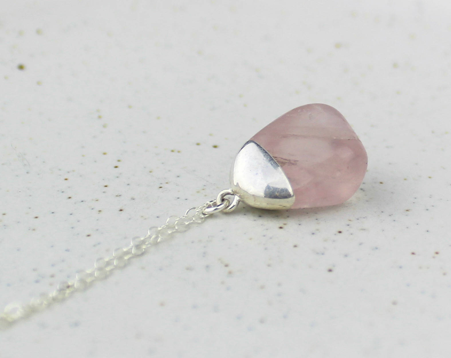 Pale Pink Rose Quartz Tumbled Crystal Pendant Handmade Silver - Etsy