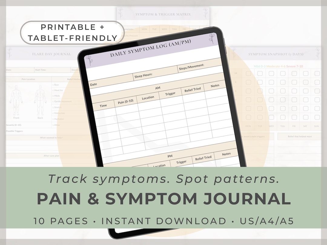 Pain & Symptom Journal | Track Pain Location, Triggers, Flares, What ...