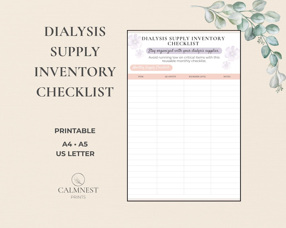 Dialysis Supply Inventory Checklist | Printable Inventory & Reorder ...