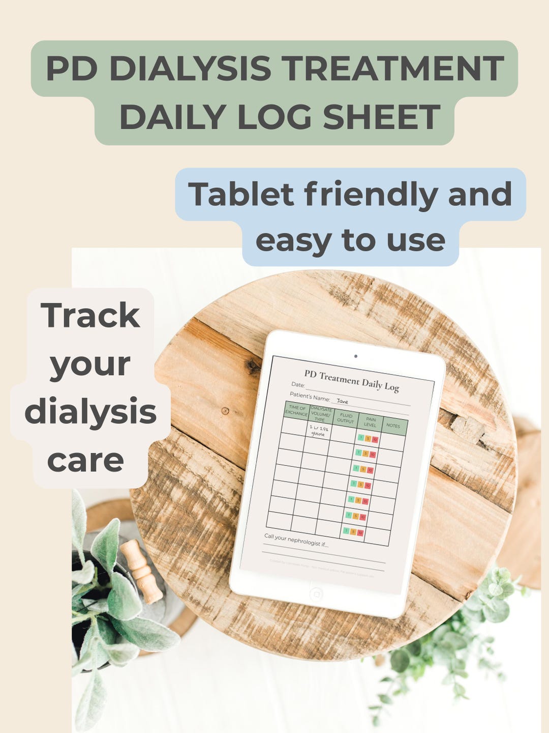 PD Dialysis Daily Log Sheet | Track Dialysate Volume, Fluid Balance, and More | Kidney Care ...