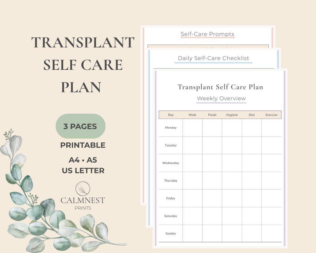 Organ Transplant Care Plan | Weekly Routine Checklist & To-do Planner ...