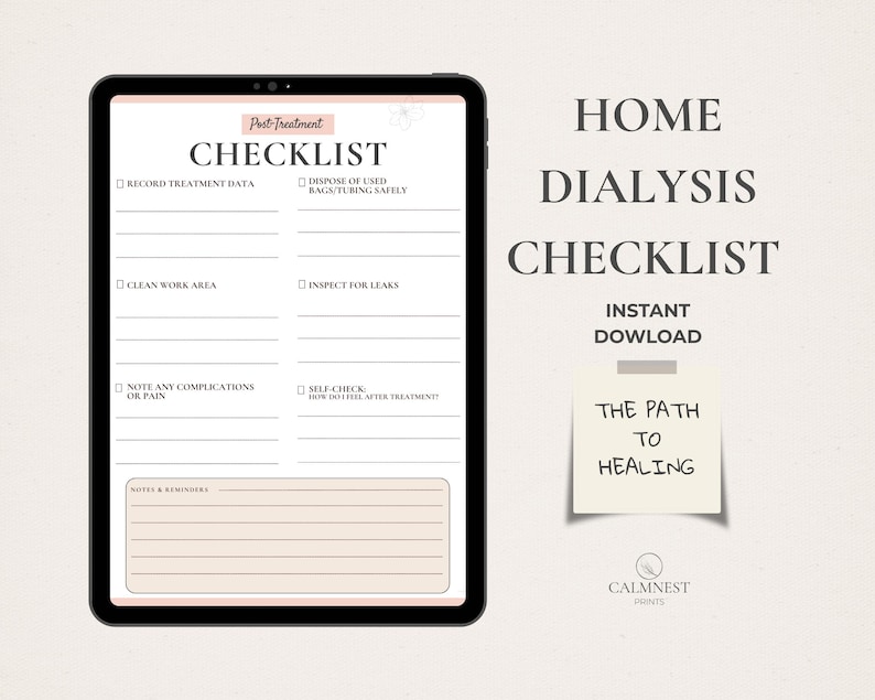 Peritoneal Dialysis Home Routine Checklist | Printable Pre & Post ...