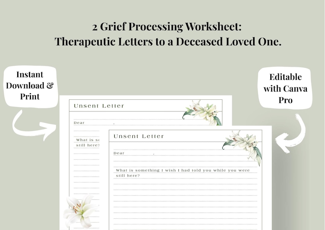 Guided Grief Letter Writing Worksheets: Therapist-informed Bereavement ...