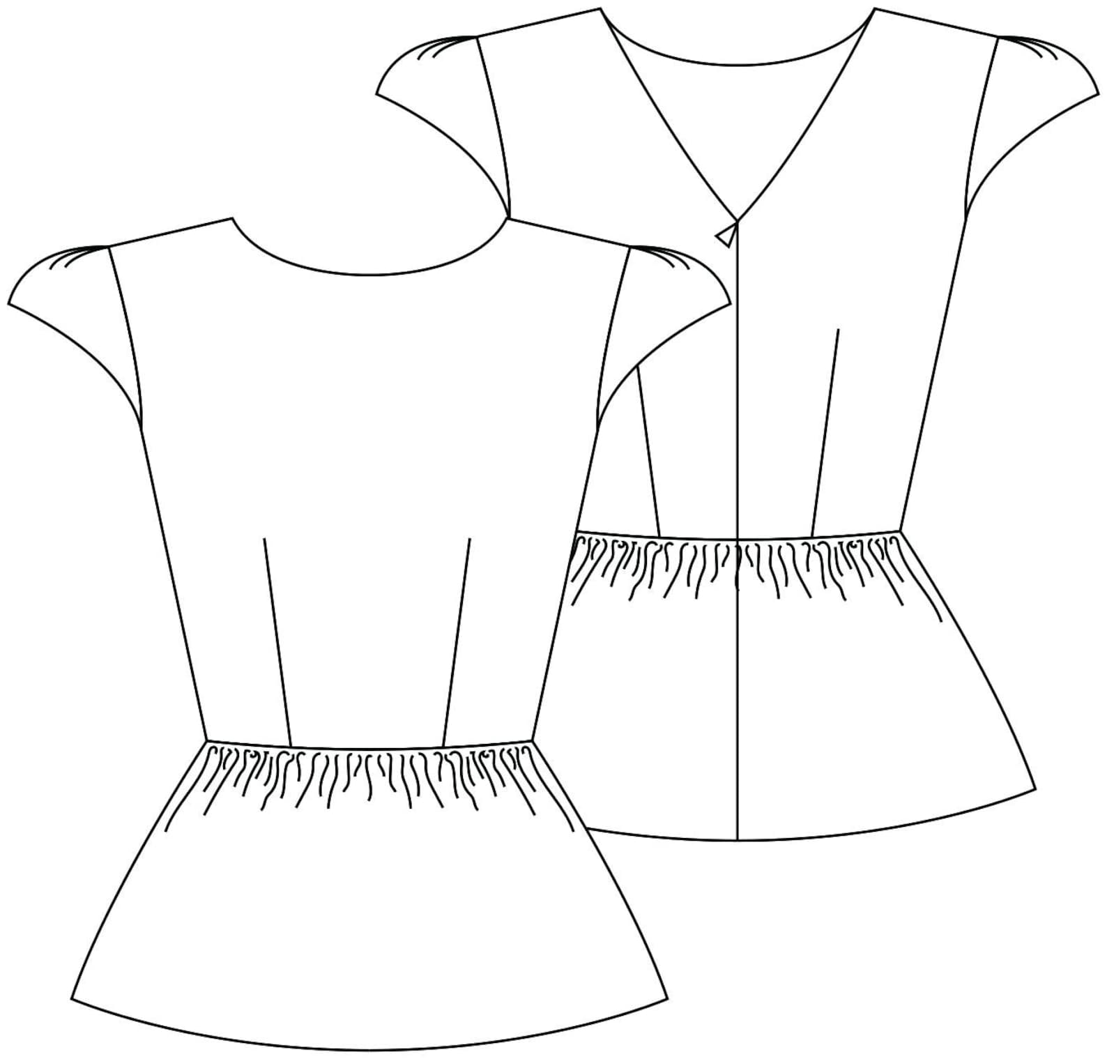 Sewing Pattern for Cap Sleeve Peplum Top Available in Sizses - Etsy
