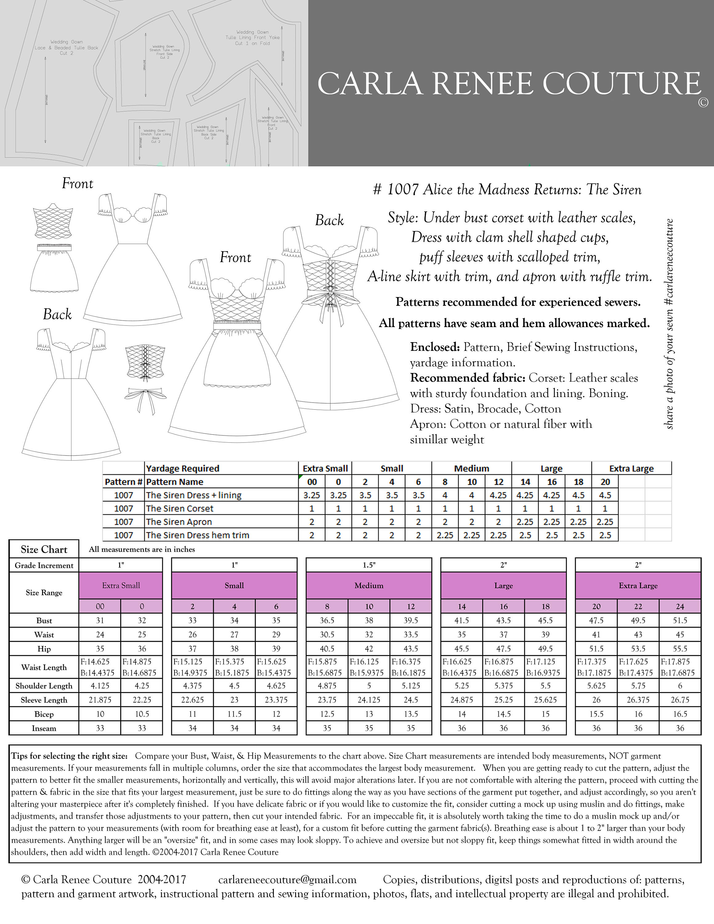Pattern for Alice the Madness Returns: the Siren- Dress, Corset, and ...