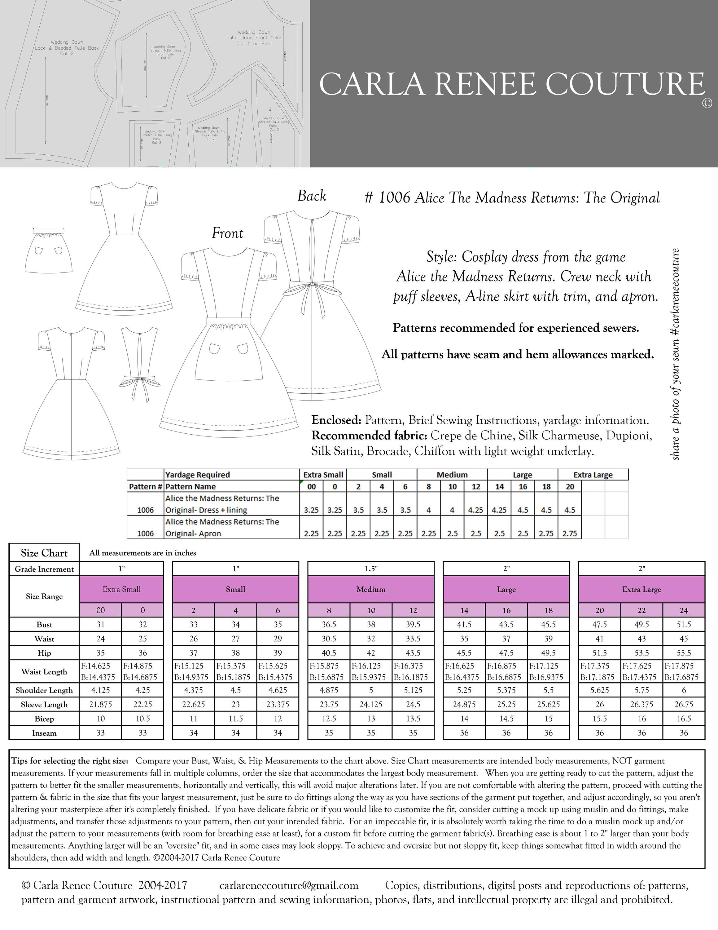 Pattern for Alice the Madness Returns: the Original-dress and Apron ...