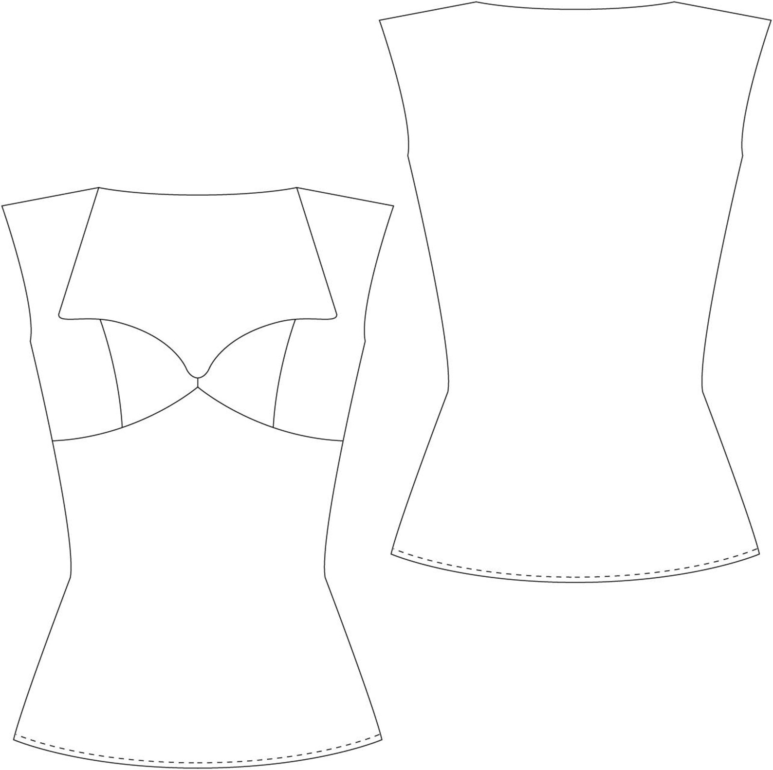 Sewing Pattern for Queen Anne Neckline Knit Tank Top: Available in ...