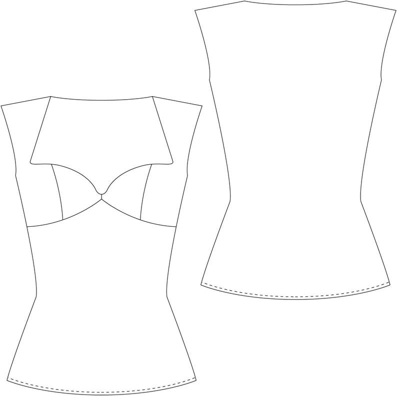 Sewing Pattern for Queen Anne Neckline Knit Tank Top: Available in ...