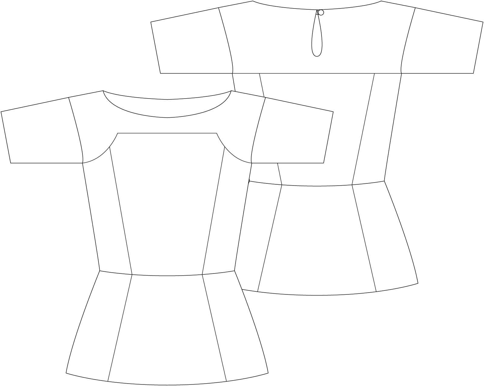 Sewing Pattern for Color Block Top With Peplum and Keyhole Back ...