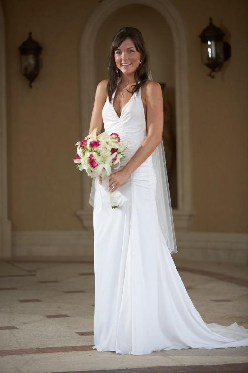 Made to Order V Neck Halter Low Front Low Twist Back Crystal Beaded ...