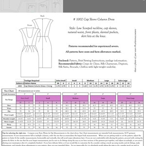 Sewing Pattern for Cap Sleeve Column Dress With Pockets and Front ...