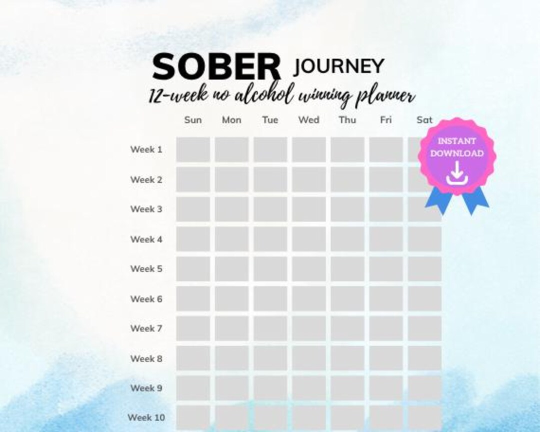 Printable 12-week No Alcohol Digital Planner for Ipad, Android ...