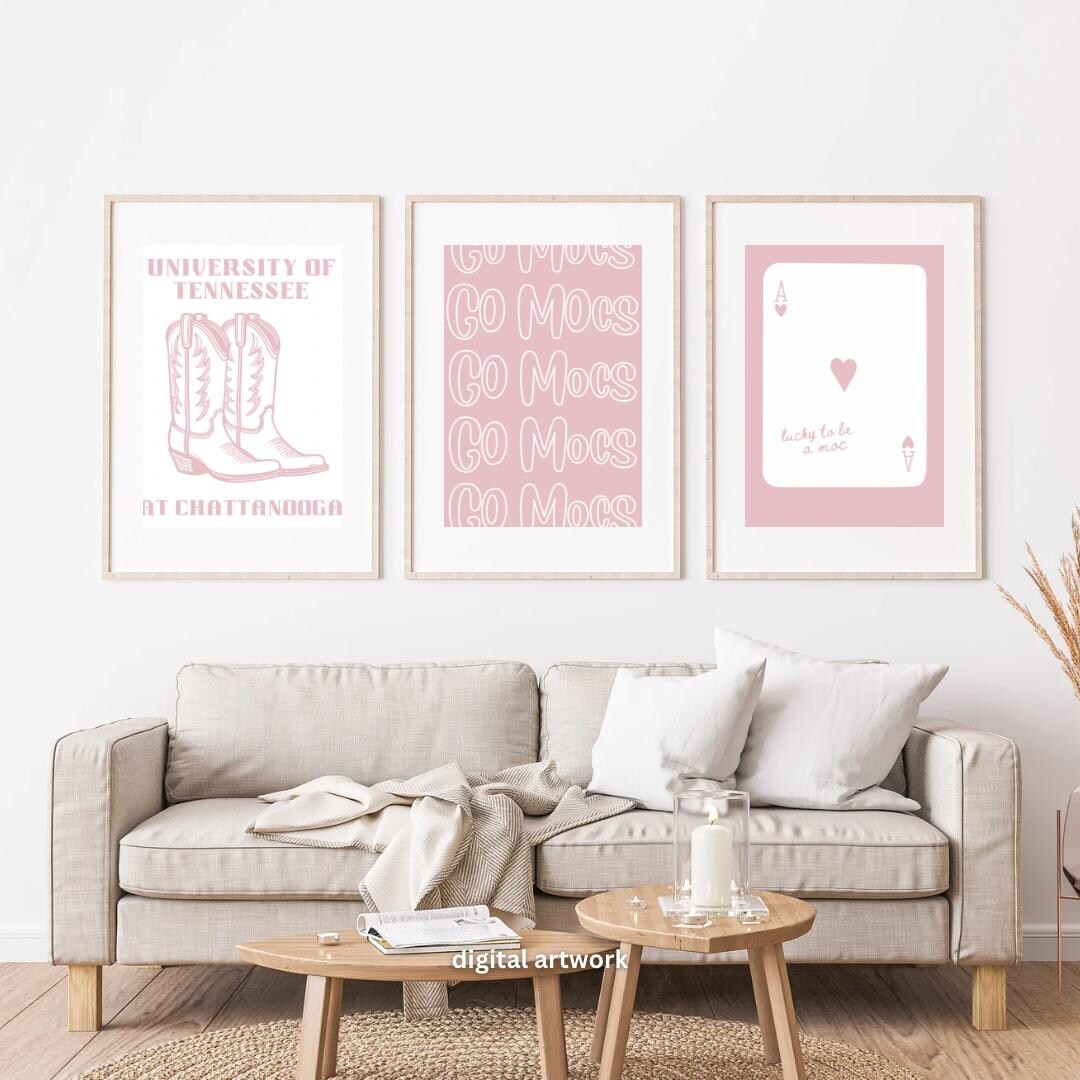 Cute Digital 6 Piece UTC Pink Wall Art - Etsy