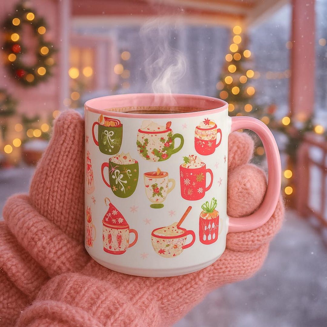 Christmas Hot Cocoa Pattern Mug | Accent Coffee Mug - Etsy