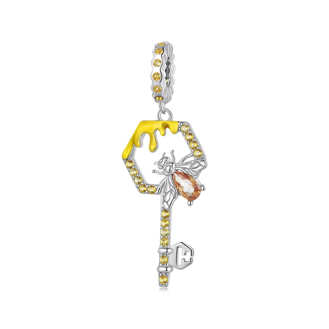 Honeycomb Key and Bee Charm, Charms for Pandora Bracelet, Fit Pandora ...