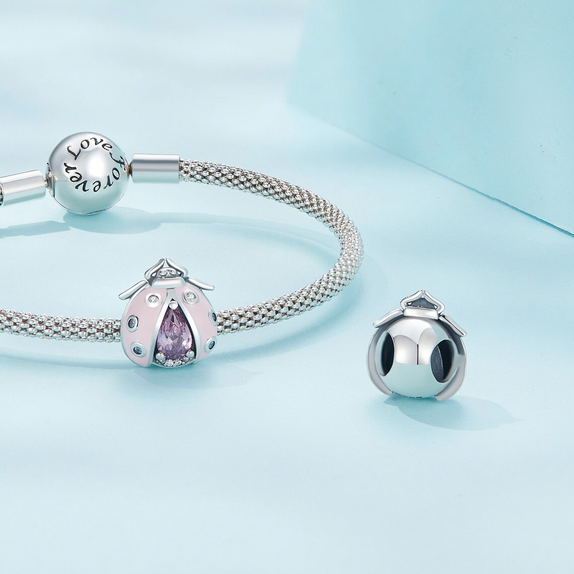 Pink Ladybird Charm, Pink Zircon Ladybug Charm, Fit Pandora Charms ...