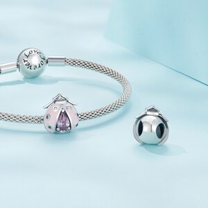 Pink Ladybird Charm, Pink Zircon Ladybug Charm, Fit Pandora Charms ...